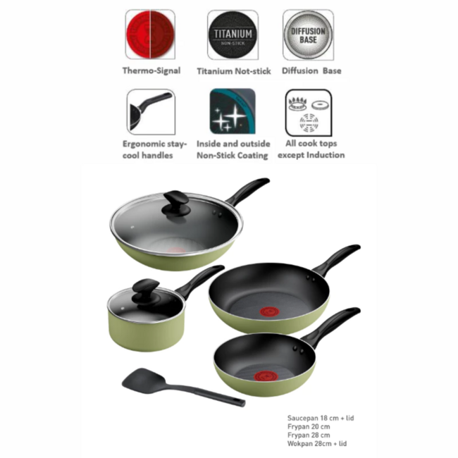 TEFAL,TEFAL B957S795,B957S795,TEFAL 7PCS MORINGA COOKWARE SETS,TEFAL ...