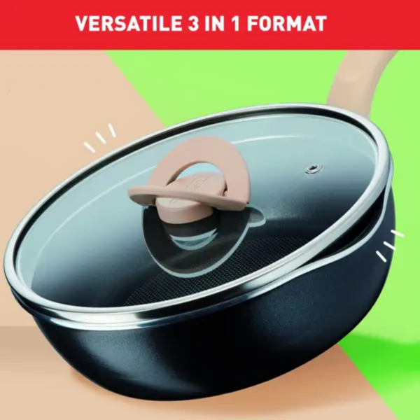 TEFAL ONE PICK POT PAN 22CM DEEP PAN WITH GLASS LID - INDUCTION BASE ...